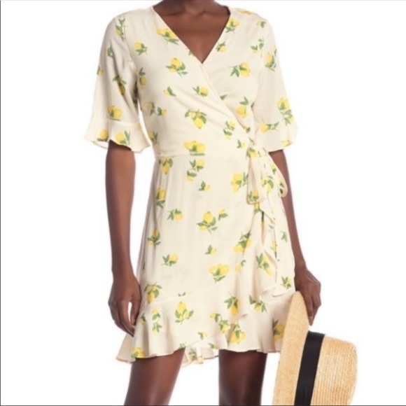Elodie | Dresses | Elodie Lemon Wrap Dress Xs Nwot Spring Elodie ...